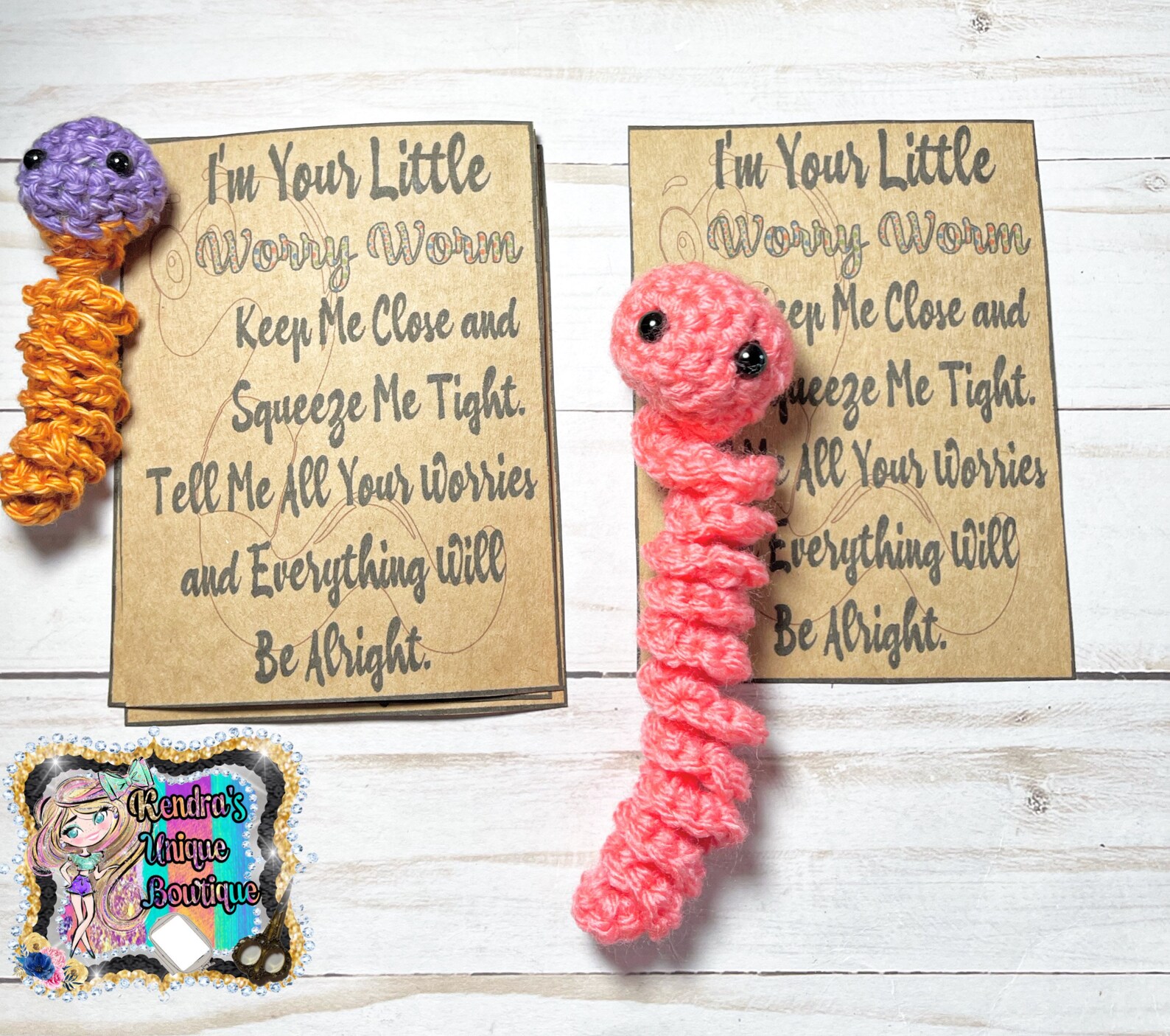 Worry Worm Display Cards, Crochet Display, Crochet Worry Worms, Craft ...