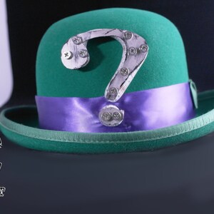 Riddler Villain Inspired Steampunk Bowler Hat Question Mark, Green ...