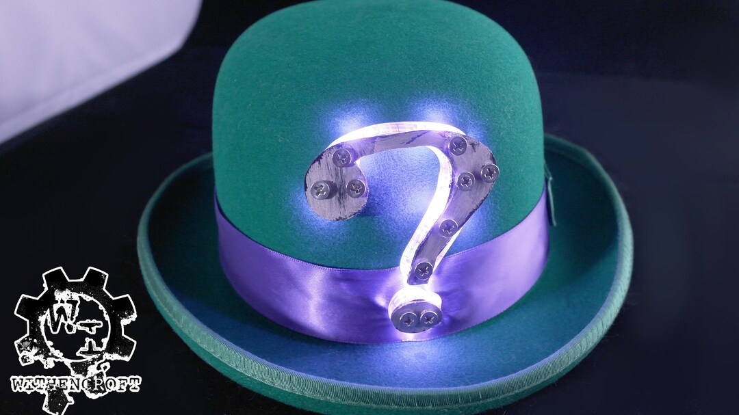 Riddler Villain Inspired Steampunk Bowler Hat Question Mark, Green ...