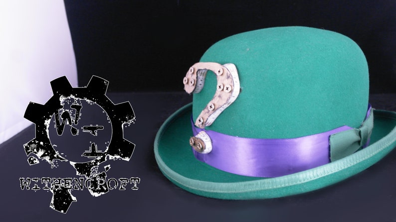 Riddler Villain Inspired Steampunk Bowler Hat Question Mark | Etsy