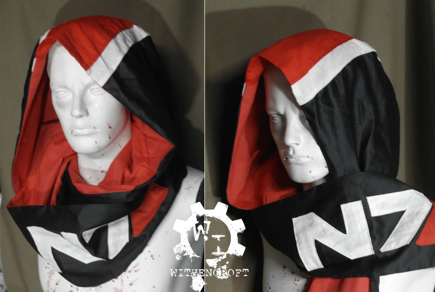 N7 Mass Effect Inspired Scarf Hood Handmade Reverisble | Etsy