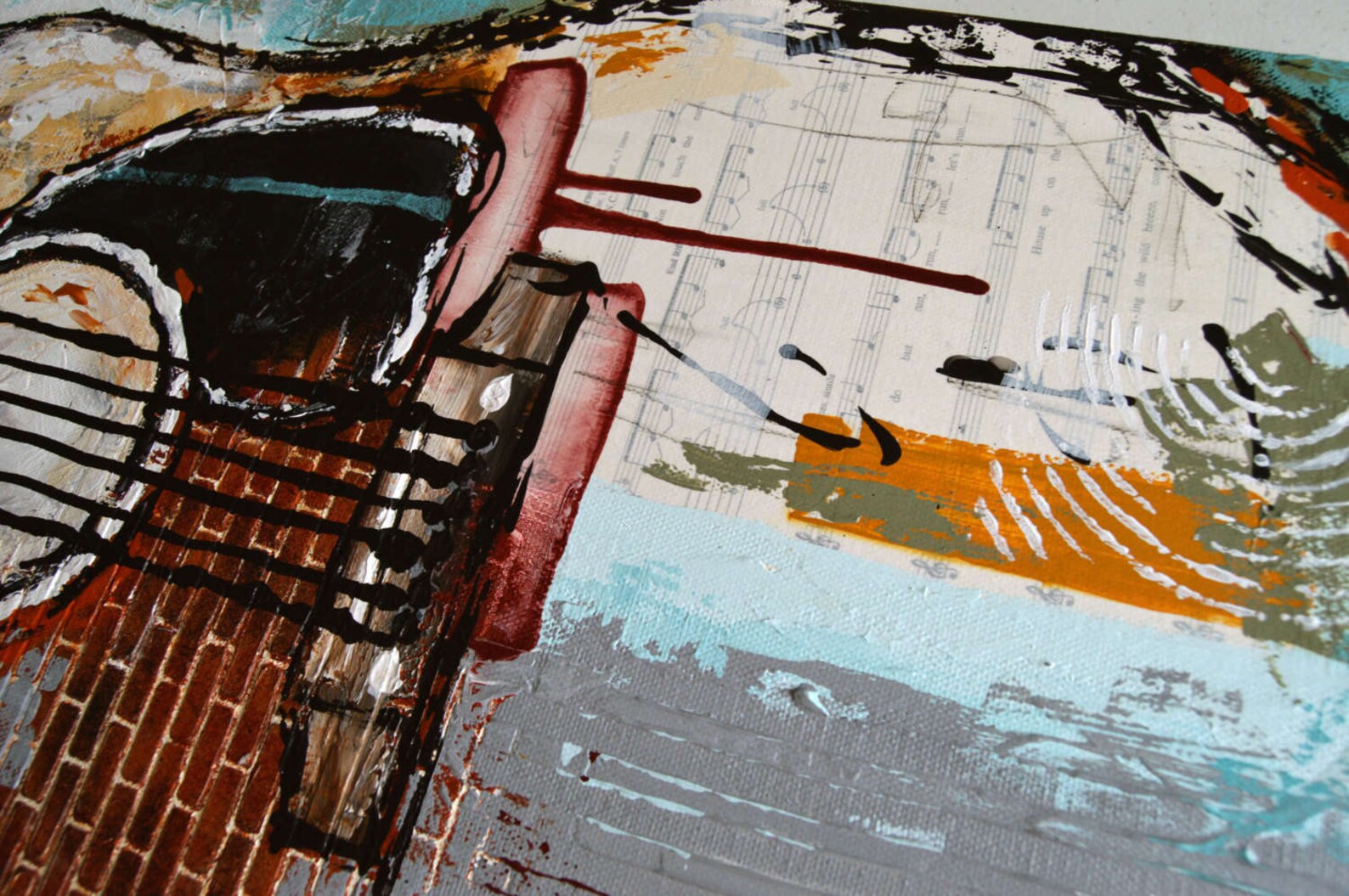 Music art Guitar painting Acoustic Guitar art Music wall | Etsy