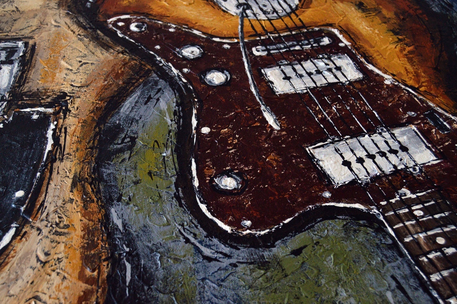 Guitar Art Guitar Painting Music Art Large Guitar Art Gift - Etsy