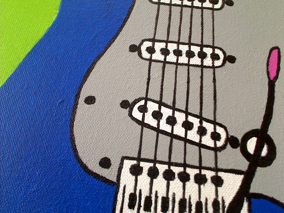 Guitar painting Music art Guitar wall art Original modern | Etsy