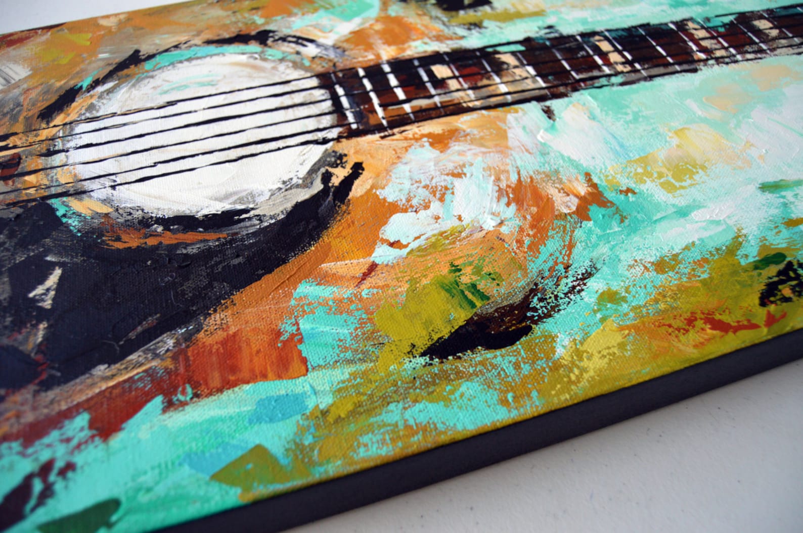 Original Guitar Painting Modern Music Artwork Contemporary Canvas Wall ...
