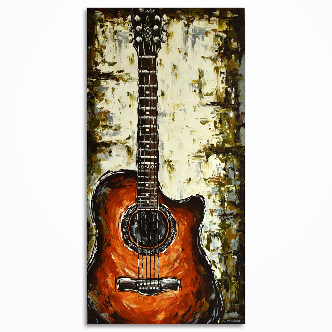 Guitar Painting, Acoustic Guitar Art, Music Art, Original Acoustic ...