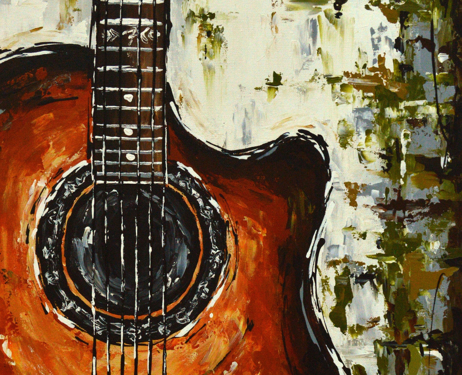 Guitar Painting Acoustic Guitar Art Music Art Original - Etsy