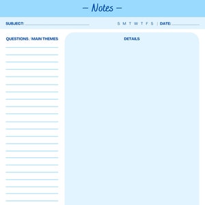 Cornell-style Note-taking Template for Students or Employees, Undated ...