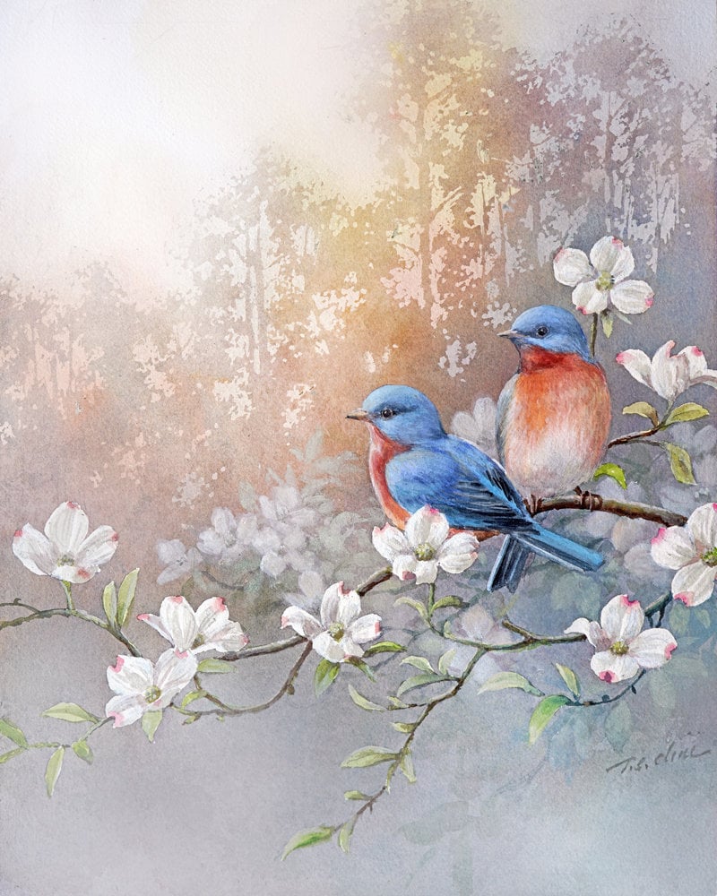 Paintings Of Flowers And Birds