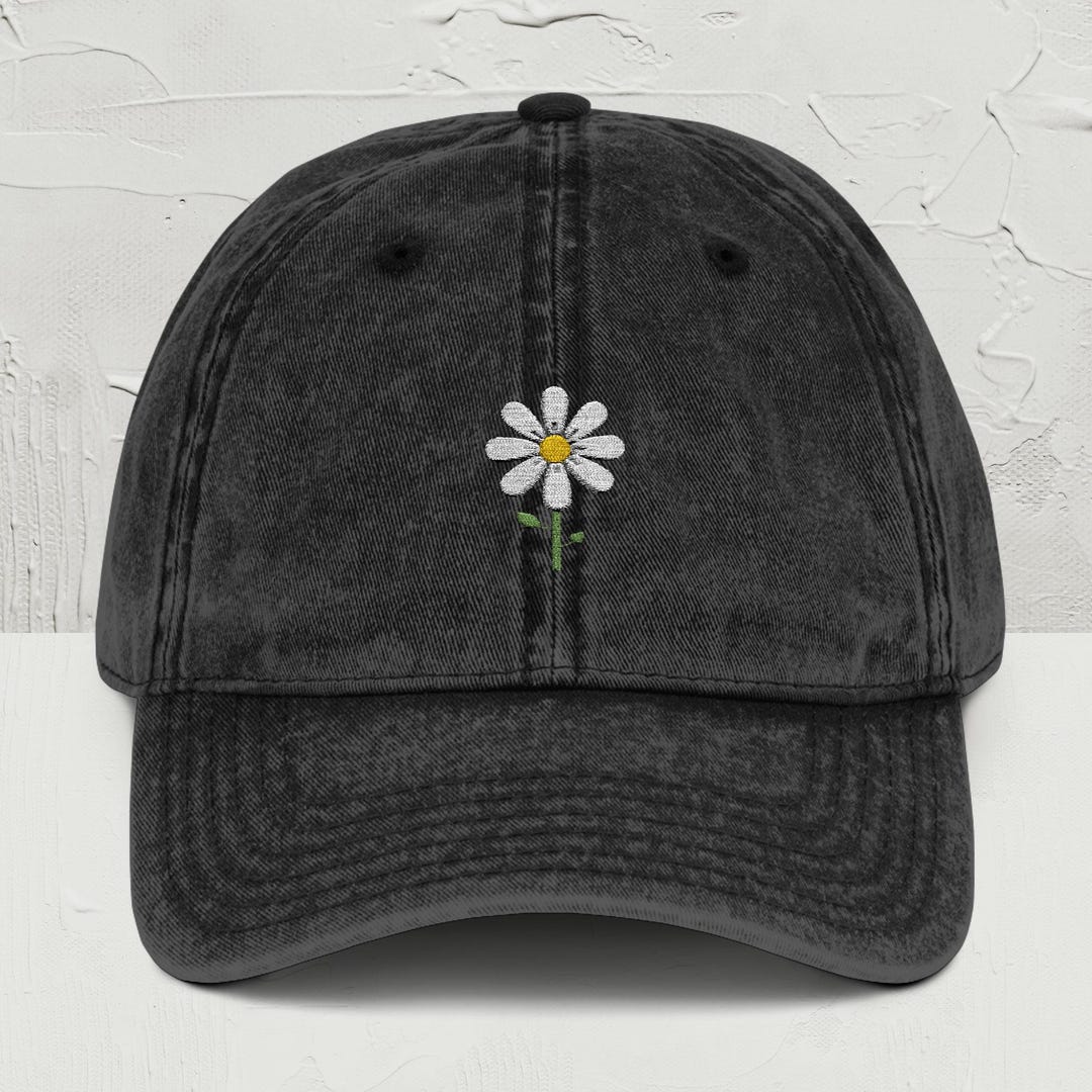 Daisy Flower Embroidered Hat, Daisy Vintage Cap, Daisy Embroidered Hat ...