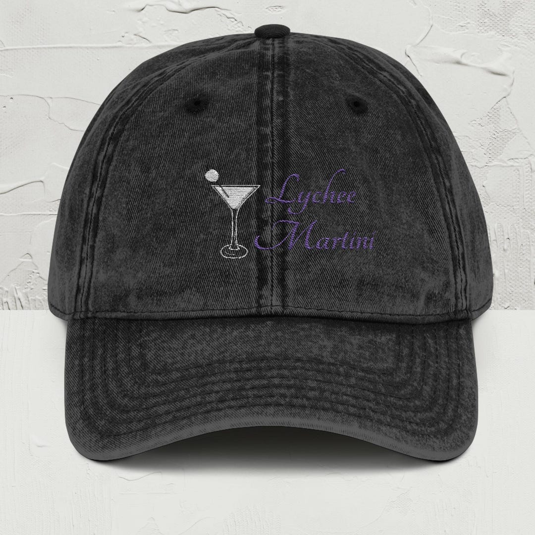 Embroidered Lychee Martini Hat, Filthy Martini Hat, Cocktail Lovers ...