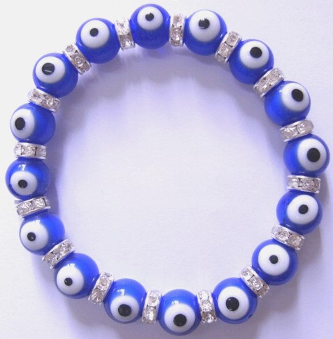 Evil Eye Royal Blue and Rhinestone Stlye Bracelet - Etsy