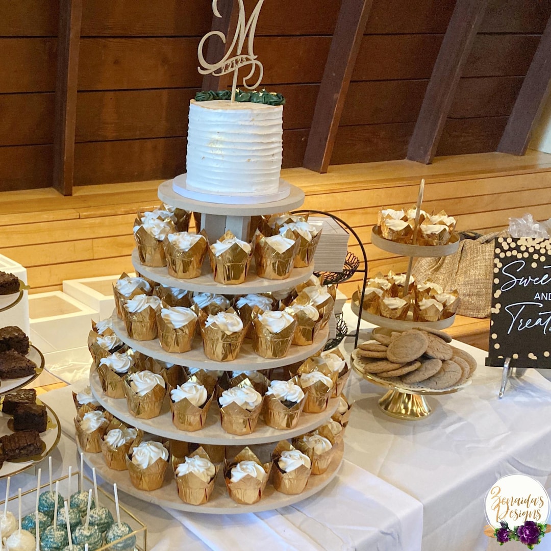 Cupcake Stand Round 5 Tier MDF Wood DIY Project Cupcake Tower Birthday ...
