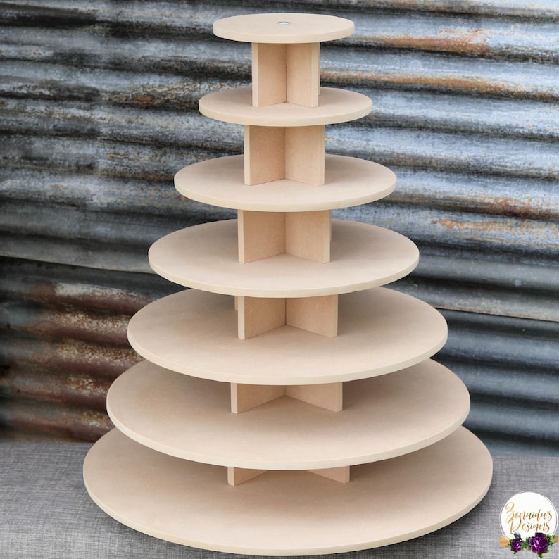 Cupcake Stand 7 Tier Round 200 Cupcakes MDF Wood Cupcake Tower Birthday ...