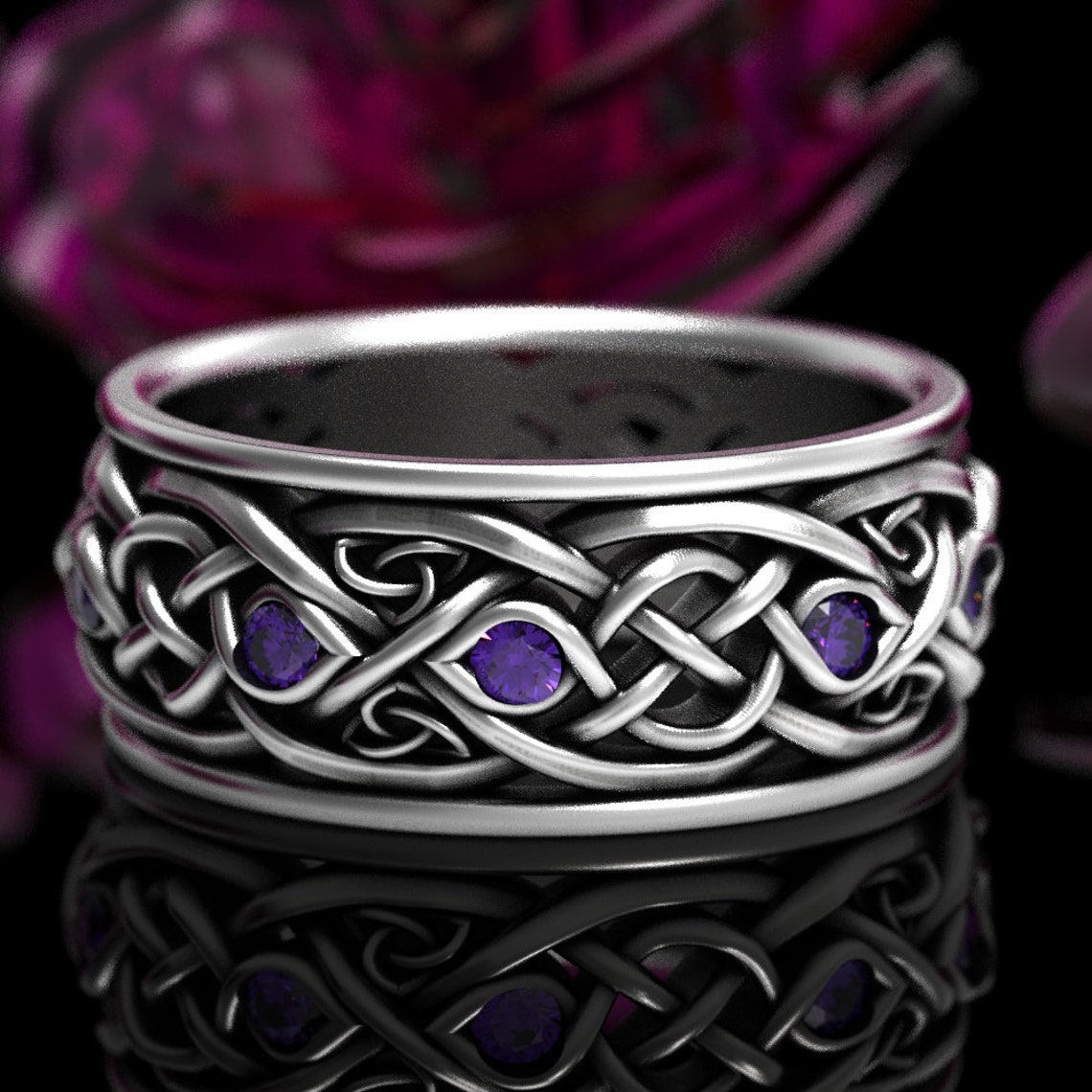 Sterling Silver Infinity Wedding Ring Celtic Amethyst Wedding | Etsy