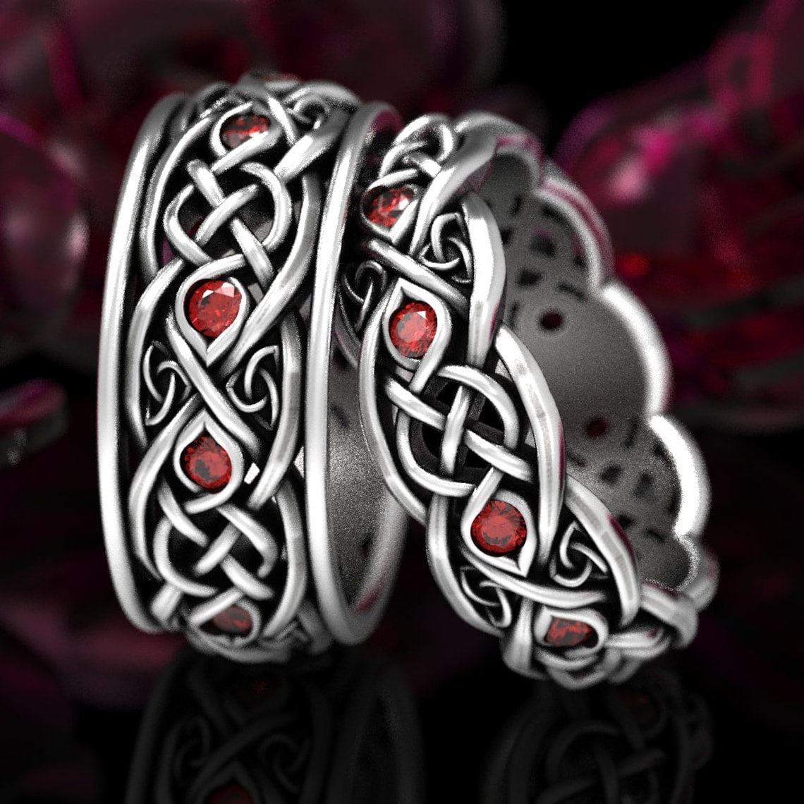 Infinity Wedding Ring Set Matching Ruby Wedding Rings - Etsy