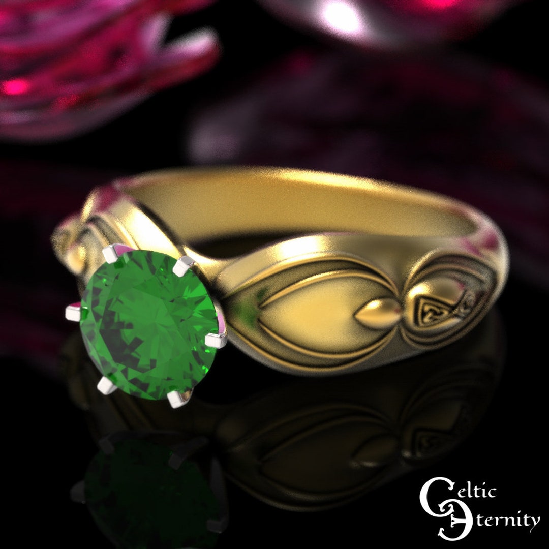 Emerald Gold Spider Ring, 10K Spider Engagement Ring, Celtic Spider ...