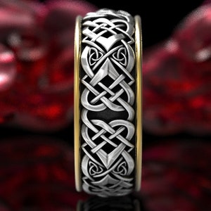 2-tone Solid Gold Celtic Knotwork Ring 2tone Mens Celtic - Etsy