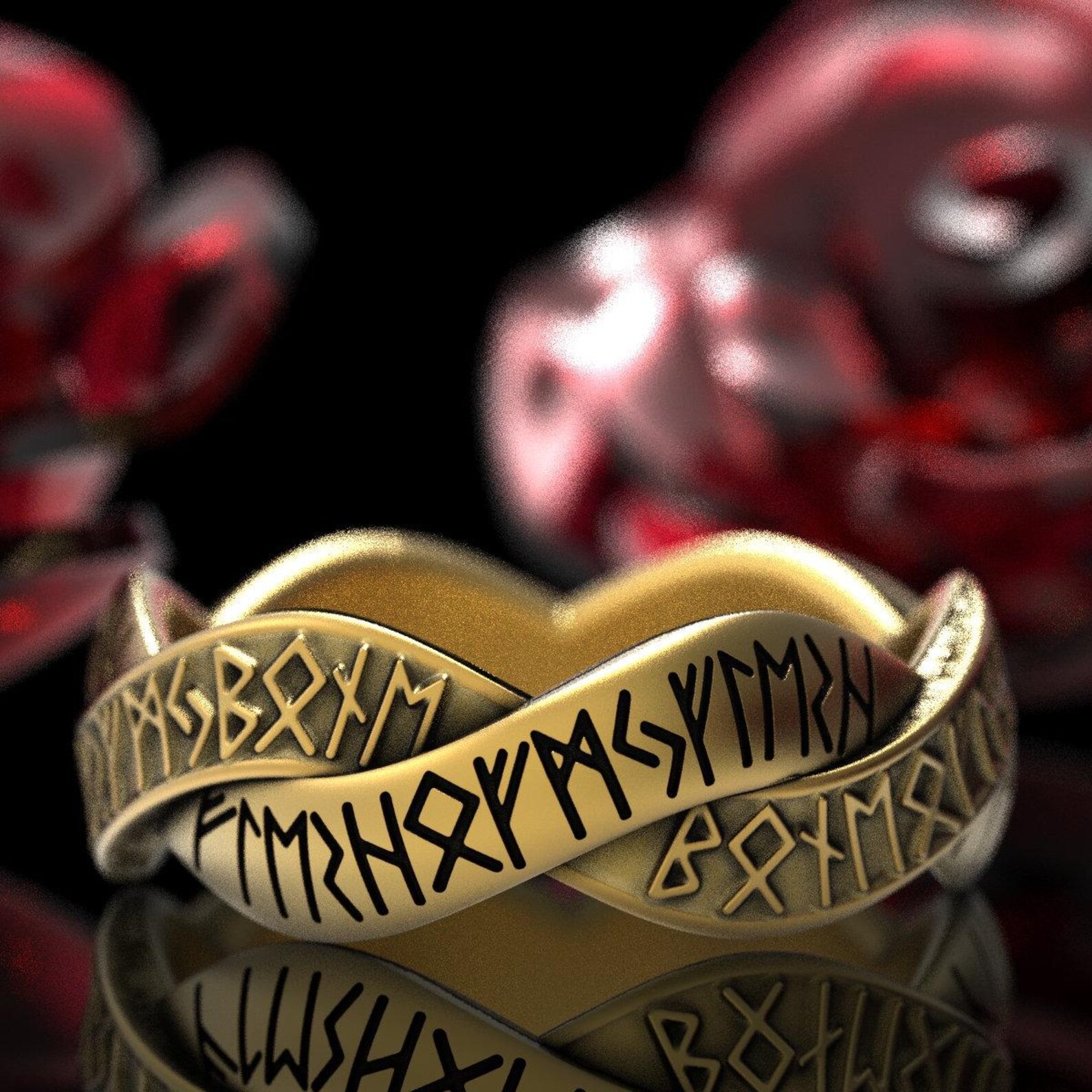 Rune Ring Nordic Band, Viking Rune Wedding Band, Magical Rune Wedding ...