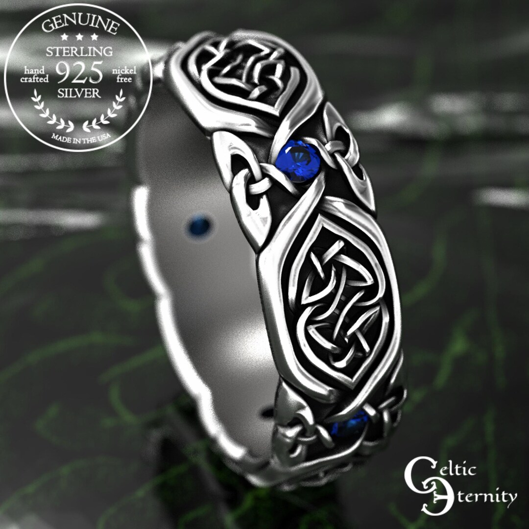 Sterling Interlocking Heart Knot Wedding Ring, Sapphire Emerald Ruby ...