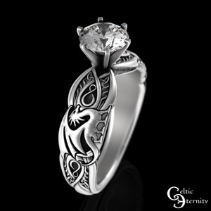 1 Carat Mother of Dragons Solitaire Ring, Sterling Moissanite Dragon ...