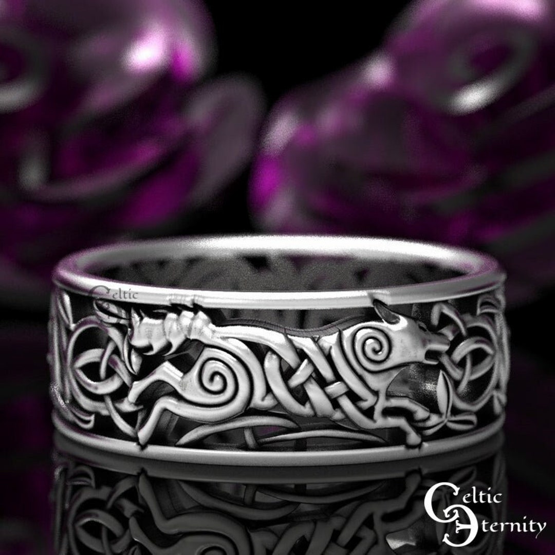 Sterling Celtic Wolf Ring Wolf Wedding Ring Wolf Wedding - Etsy