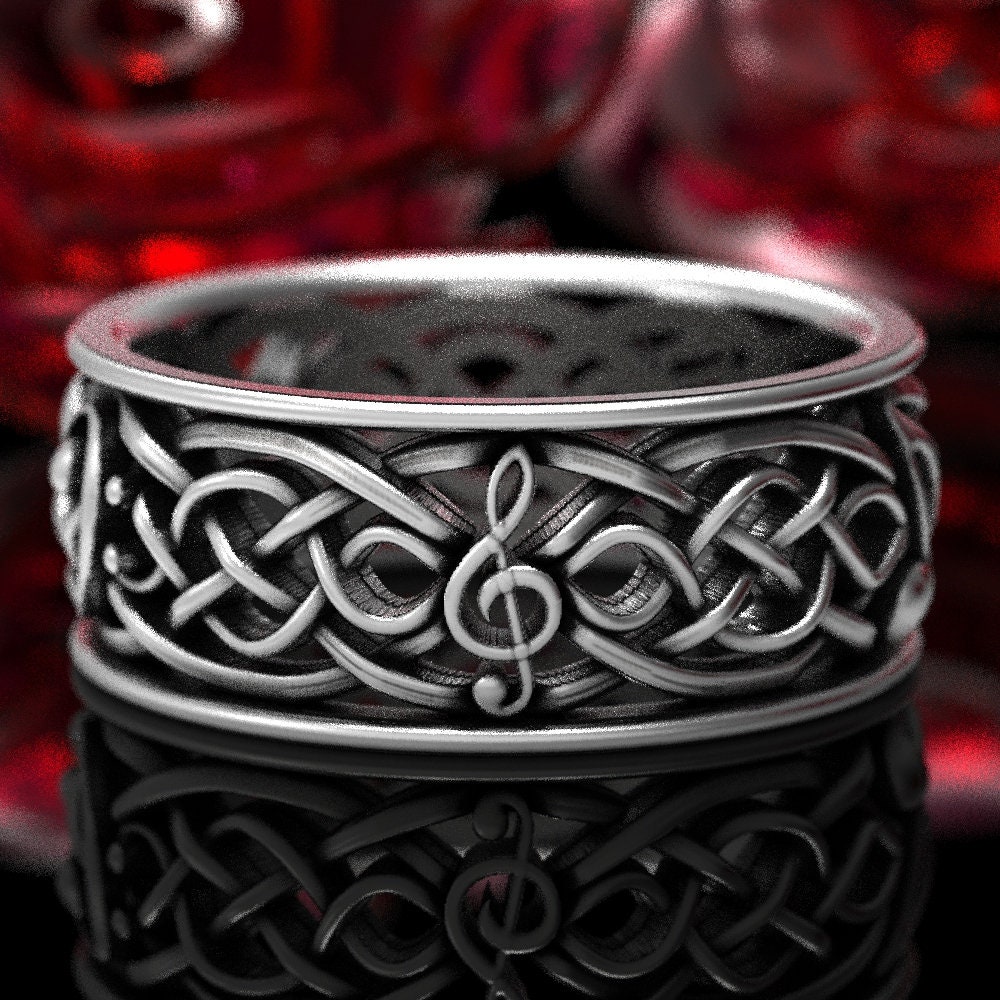 Emerald Musical Celtic Wedding Ring Set, Infinity Symbol Sterling ...