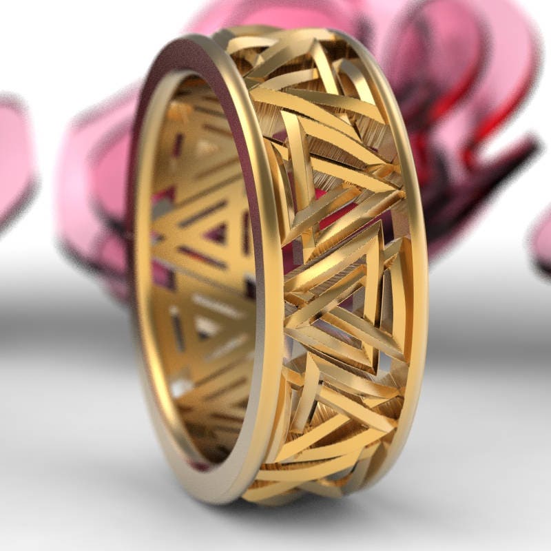 Gold Viking Ring, Valknut Viking Ring, Gold Triangle Ring, Gold Odin ...