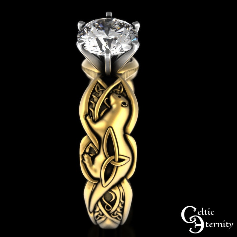 10K 14K Gold Otter Engagement Ring Moissanite Otter Ring - Etsy