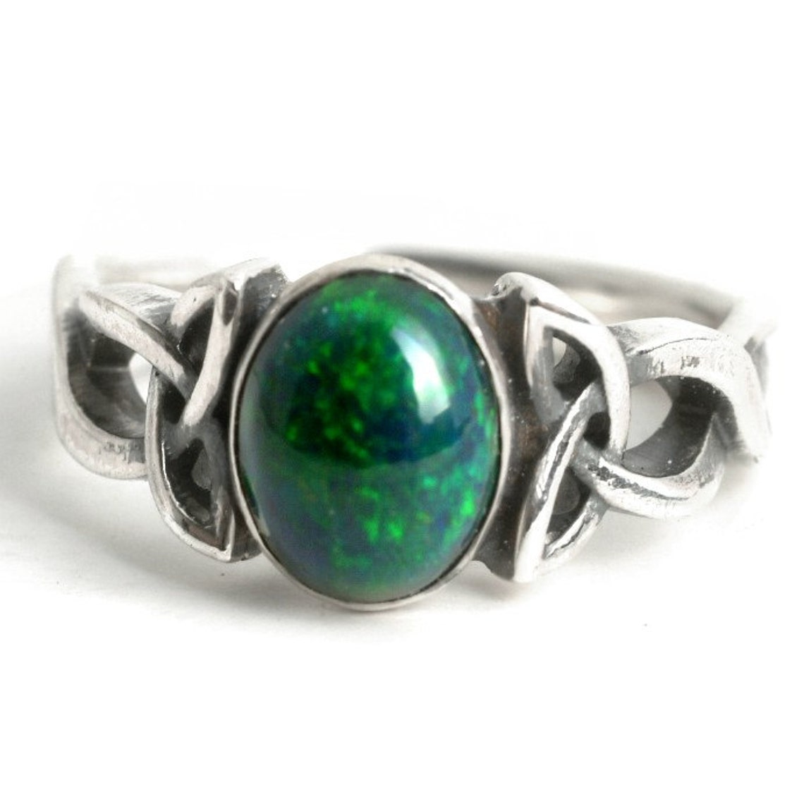 Opal Engagement Ring Sterling Silver Celtic Knot Ring Opal | Etsy