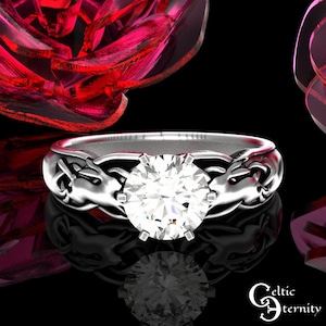 Gold Rabbit Engagement Ring, 10K Celtic Bunny Wedding Ring, 14K Gold ...