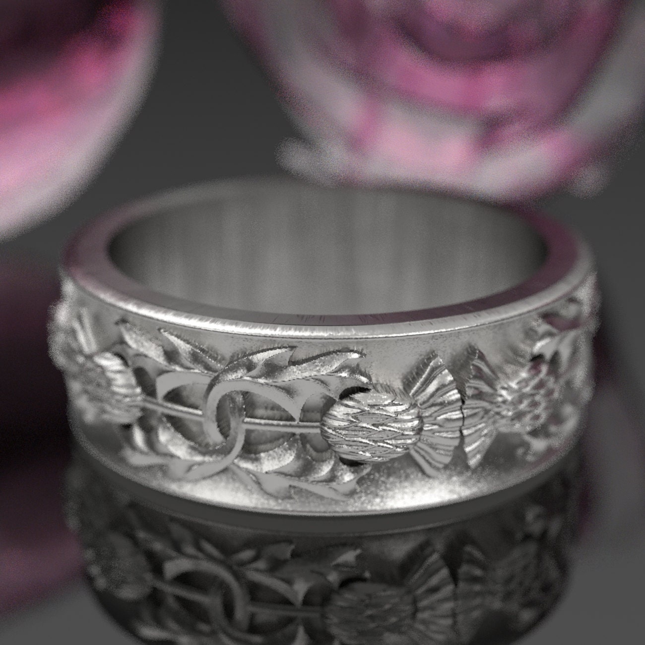 Sterling Thistle Ring, Scottish Thistle Ring, Thistle Wedding Ring ...