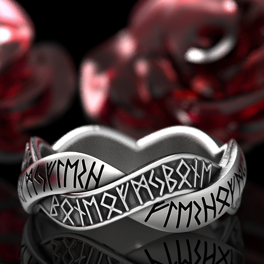 Sterling Silver Nordic Rune Ring, Rune Wedding Band, Magical Jewelry ...