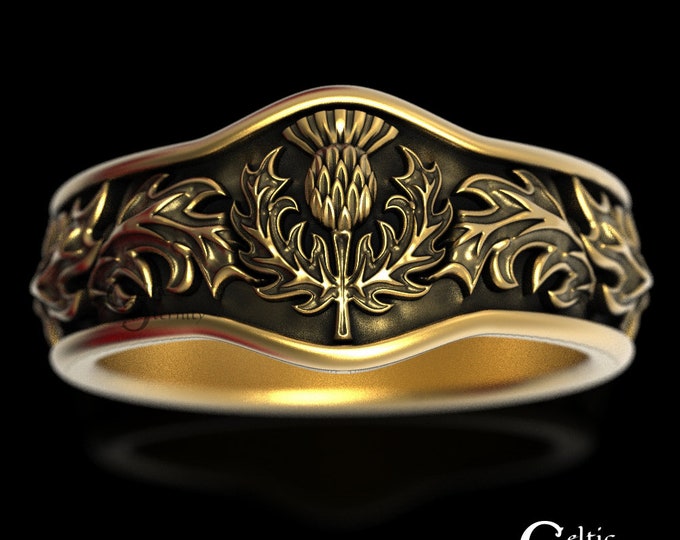 Scottish Thistle Ring Circle Emblem Hallmarked 925 - Etsy