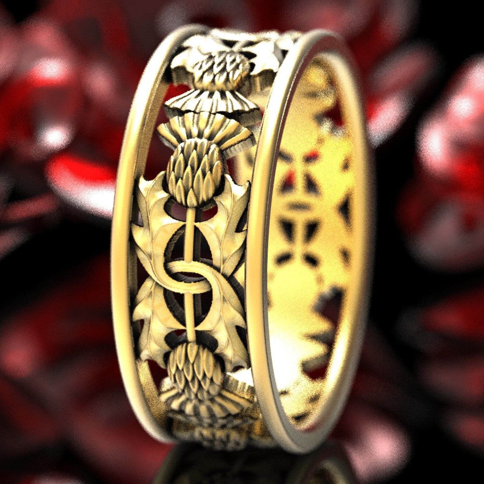 Gold Thistle Ring Scottish Thistle Ring in Gold or Platinum - Etsy