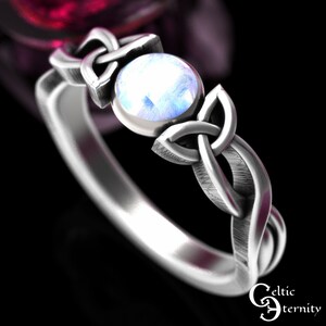Rainbow Moonstone Ring, Sterling Celtic Engagement, Moonstone Irish Wedding Ring, Moonstone ...