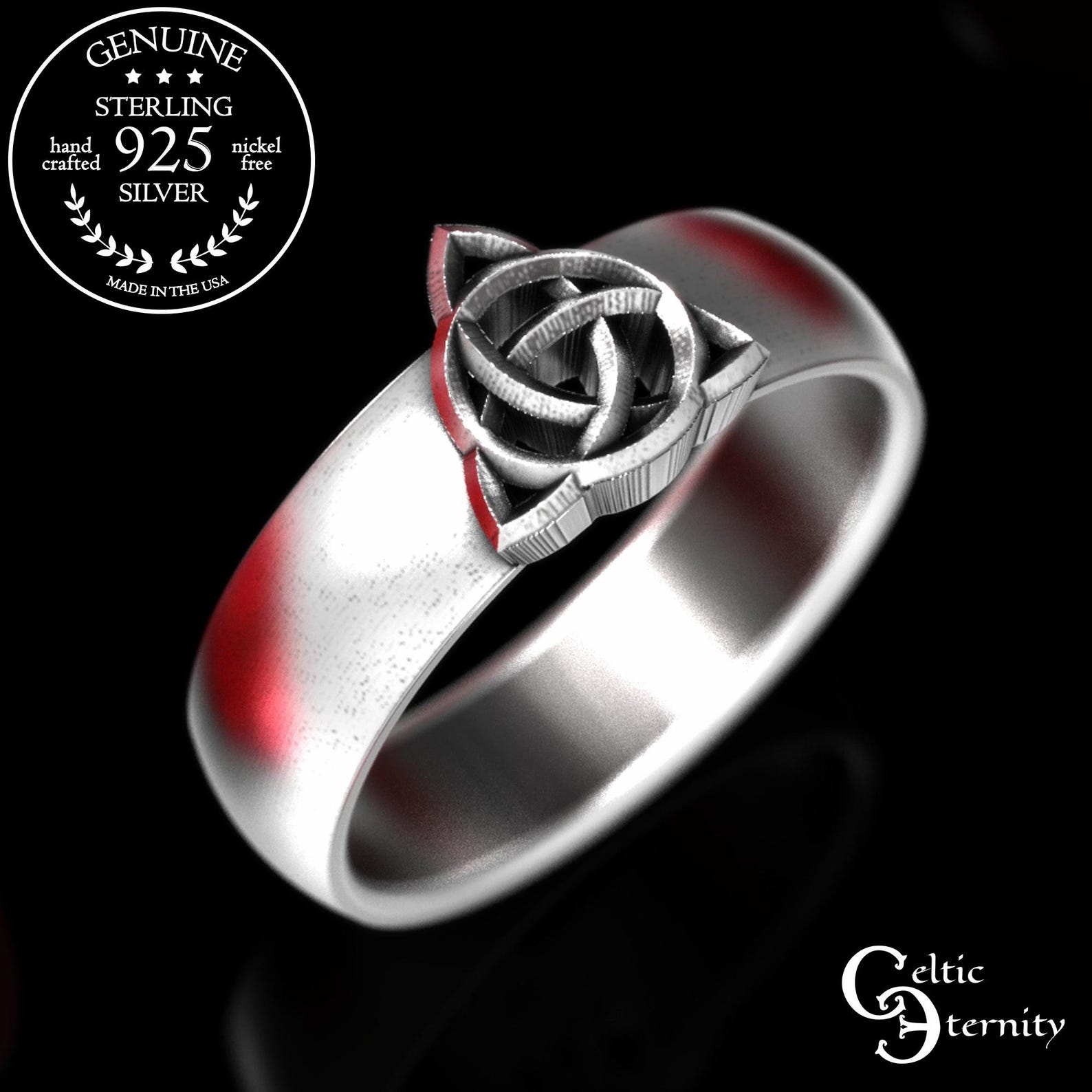 Sterling Bold Trinity Ring, Silver Celtic Trinity Knot Signet Ring ...