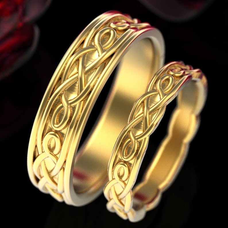 Gold Celtic Knot Wedding Set Celtic Wedding Bands Gold - Etsy