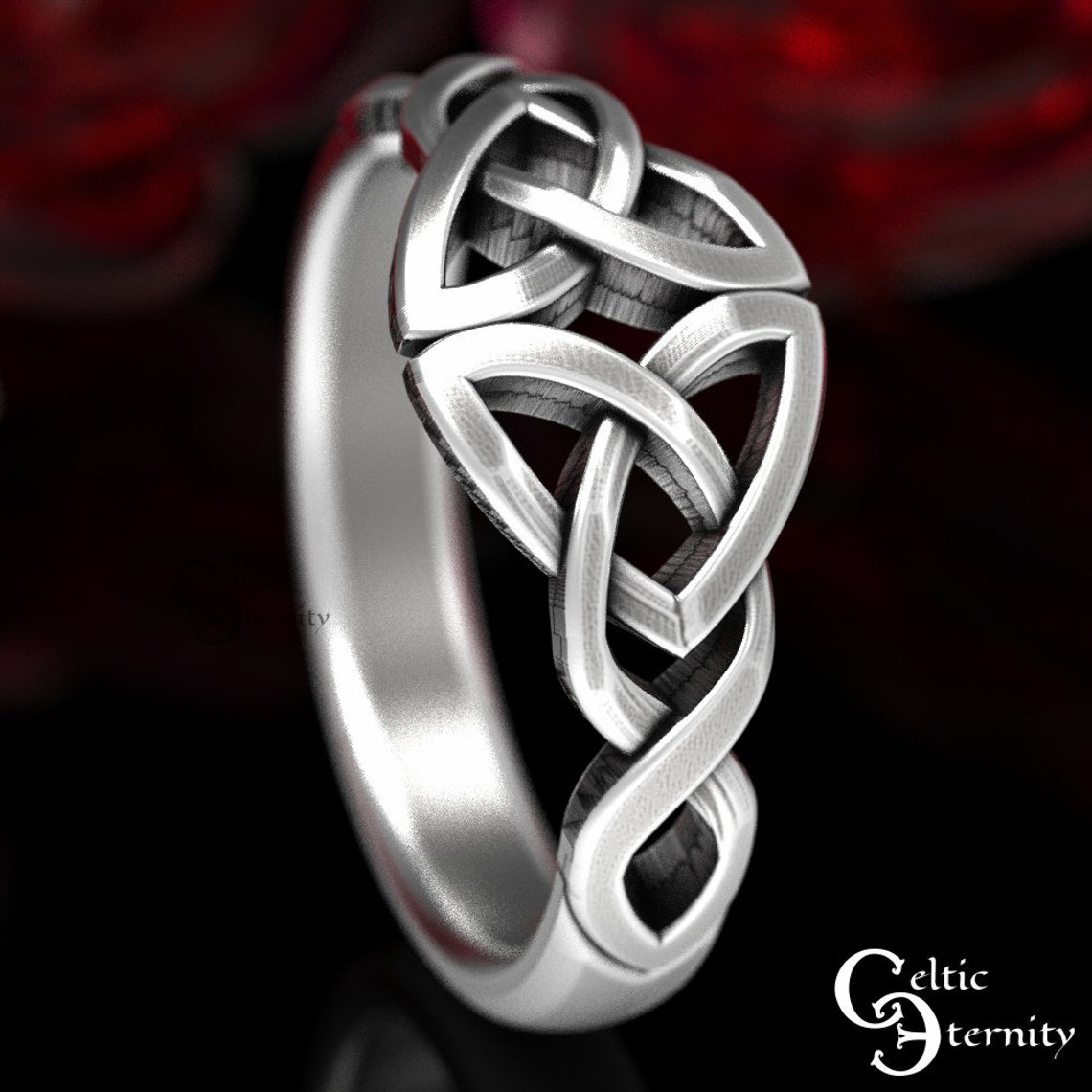 Sterling Trinity Heart Ring Signet Heart Knot Celtic Heart - Etsy