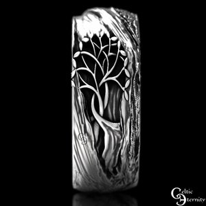 Sterling Matching Tree of Life Wedding Ring Set, Couples Nature ...