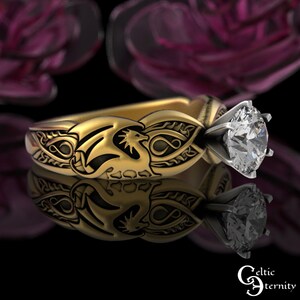 Amethyst Dragon Engagement Ring, Sterling Irish Dragons Bridal Wedding ...