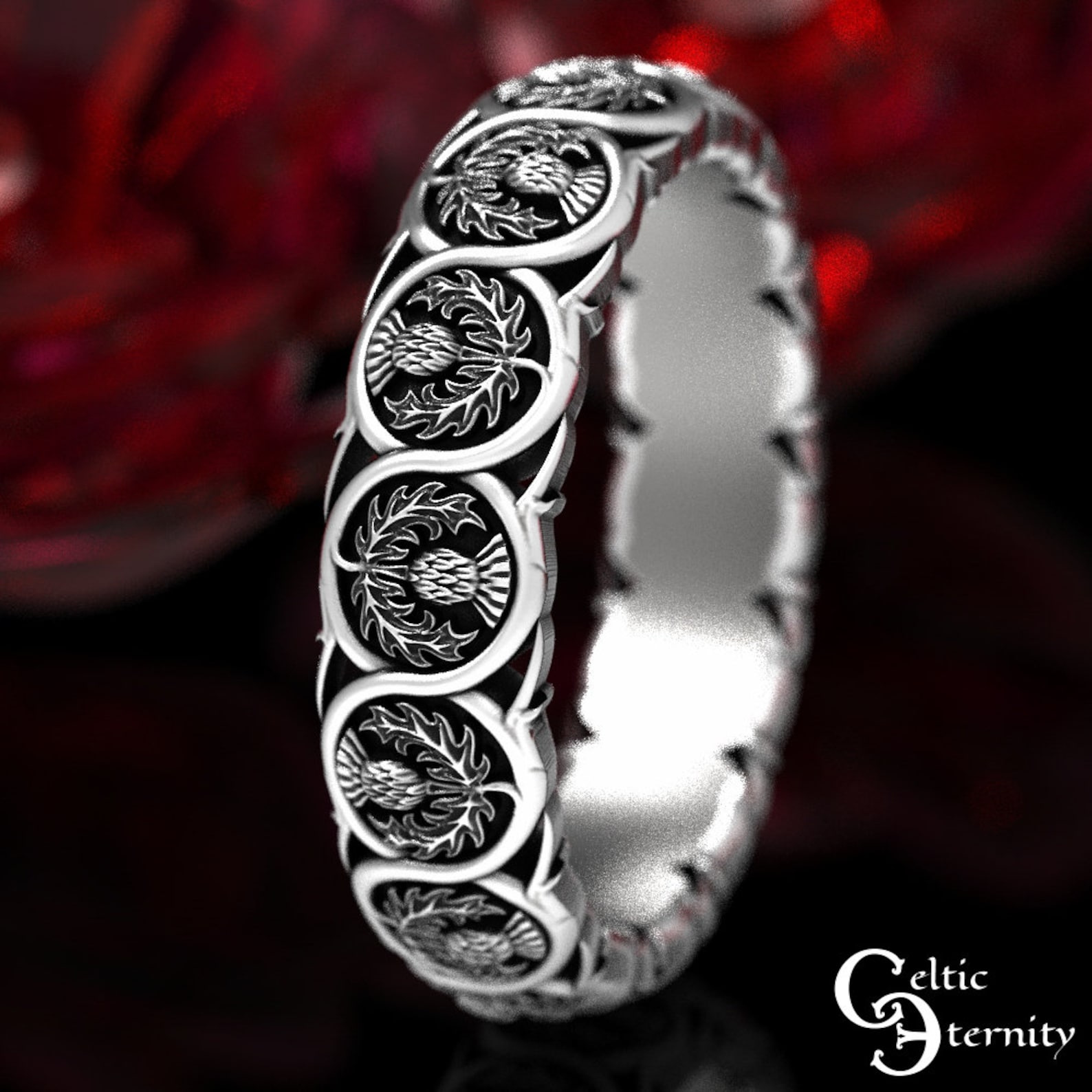 Sterling Silver Thistle Ring, Scottish Thistle Ring, Scottish Wedding ...