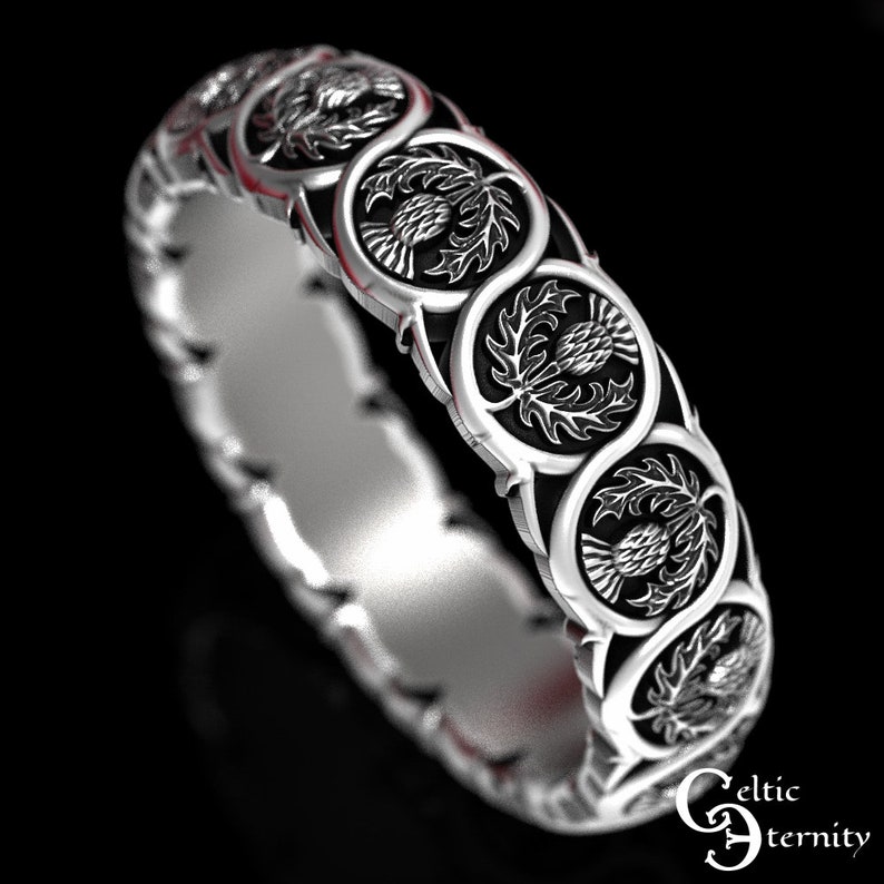 Sterling Silver Thistle Ring, Scottish Thistle Ring, Scottish Wedding ...