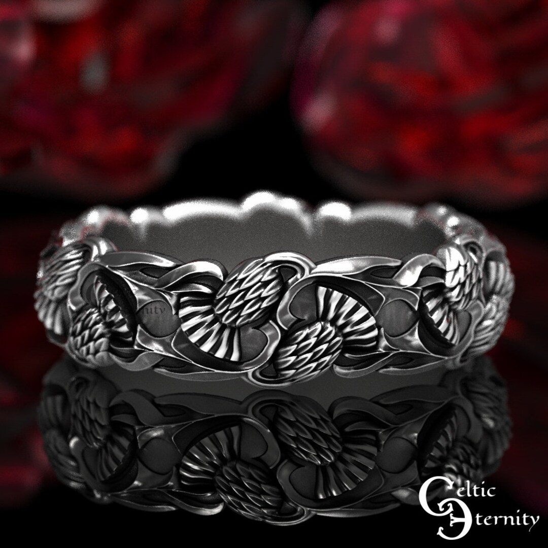 Sterling Silver Thistle Ring, Scottish Wedding Ring, Botanical Ring ...