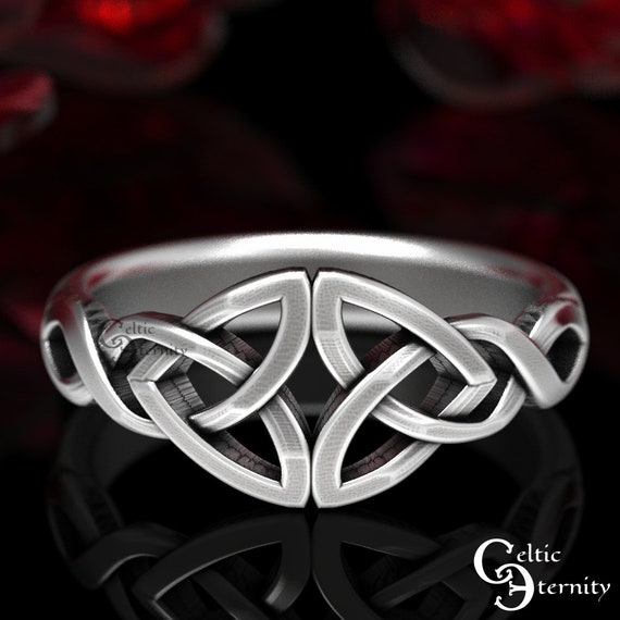 Sterling Trinity Heart Ring Signet Heart Knot Celtic Heart | Etsy