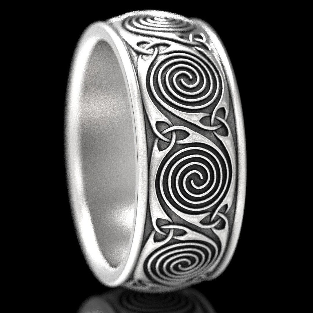 Sterling Celtic Wedding Ring, Men's Wedding Band, Celtic Spiral Wedding ...