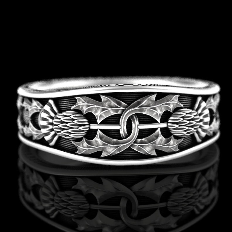 Scottish Thistle Ring Sterling Silver Wedding Ring Silver - Etsy