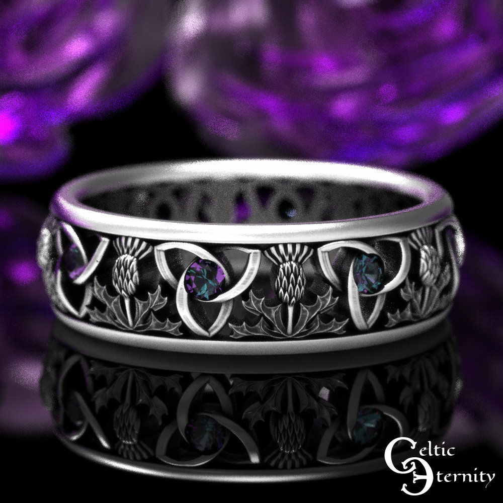 Alexandrite Trinity Celtic Ring, Sterling Scottish Wedding Ring ...