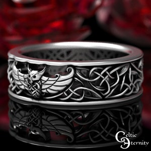 Odin Viking Owl Ring, Viking Wedding Band, Men's Viking Ring, Celtic ...