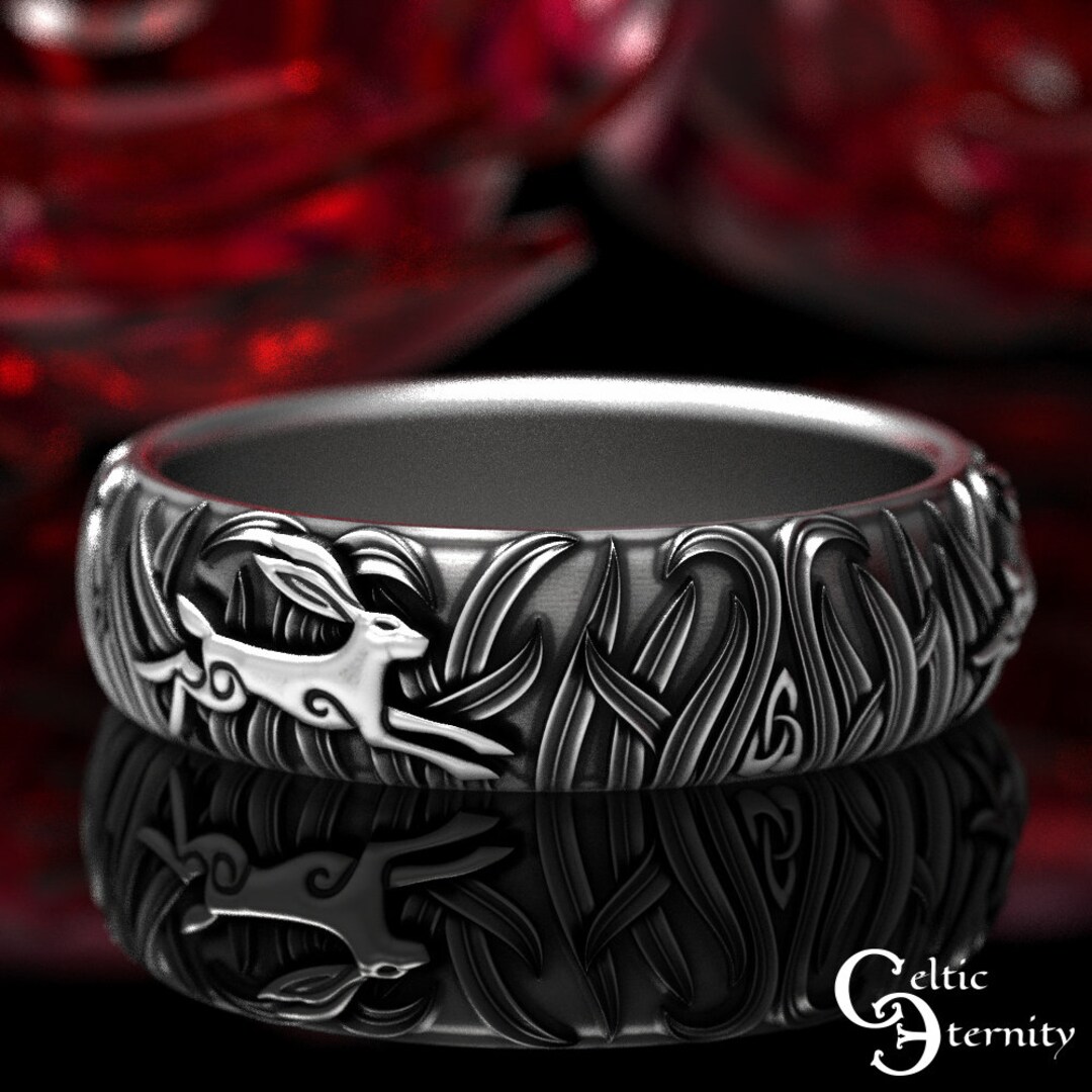 Sterling Rabbit Ring, Silver Rabbit Ring, Celtic Rabbit Ring, Sterling ...